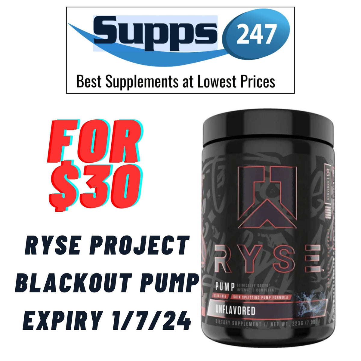 Unleash Unmatched Muscle Pumps with RYSE PROJECT BLACKOUT PUMP: Now Just $30 at Supps247 | supps247