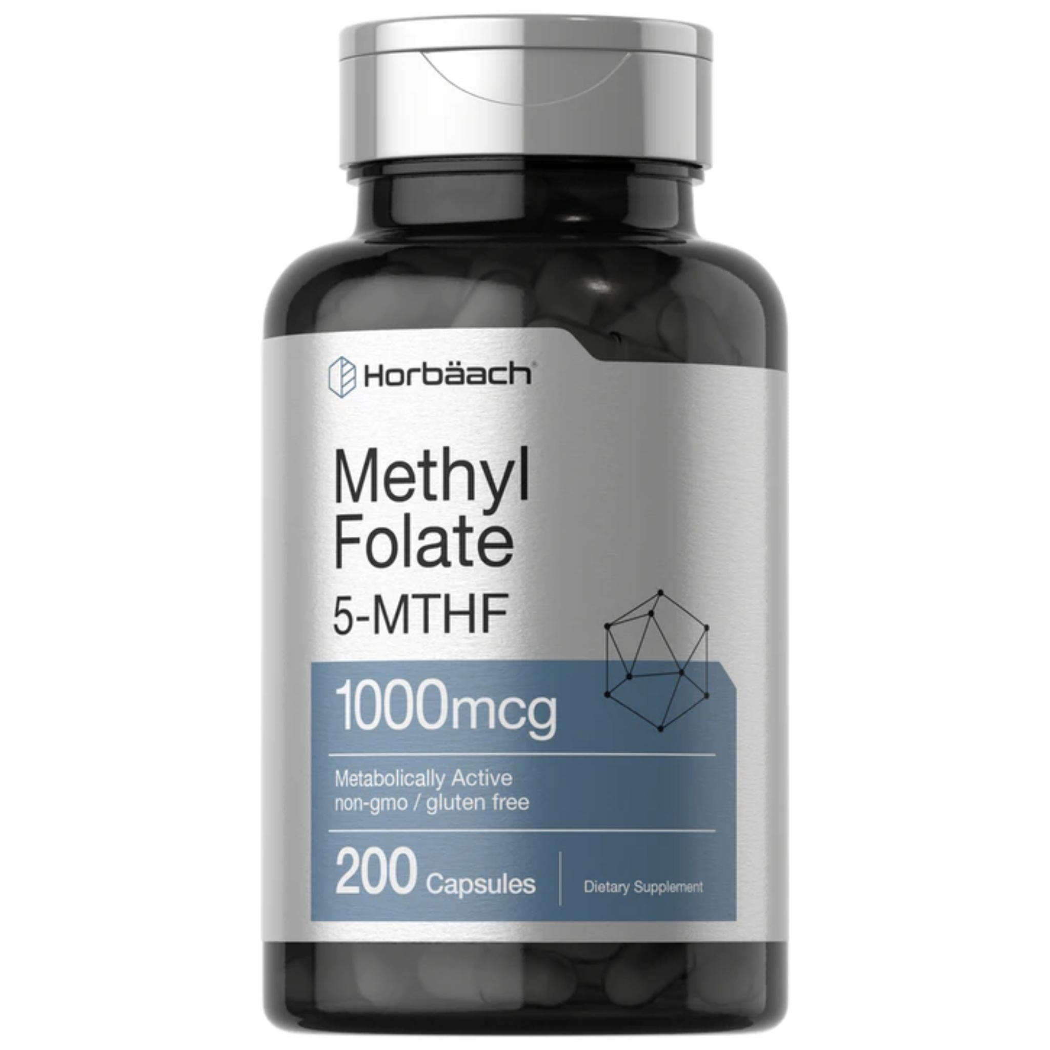 Methyl Folate 1000 mcg | 200 Capsules by Horbaach - Supplements | S ...